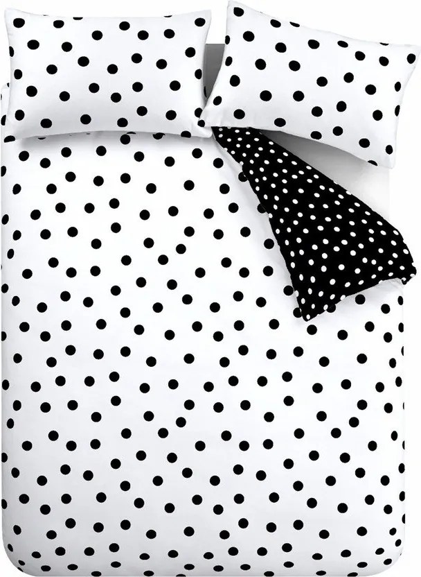 Černobílé povlečení na jednolůžko 135x200 cm Polka Dot – Catherine Lansfield Biano.cz