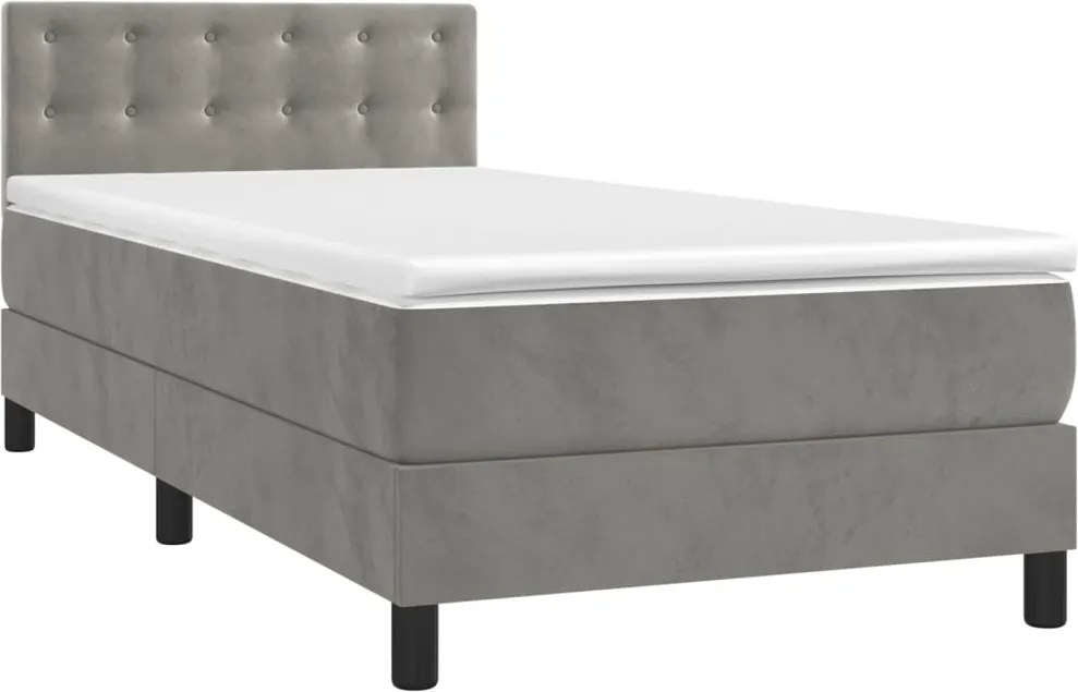Box spring postel s matrací světle šedá 90x190 cm samet 3141515