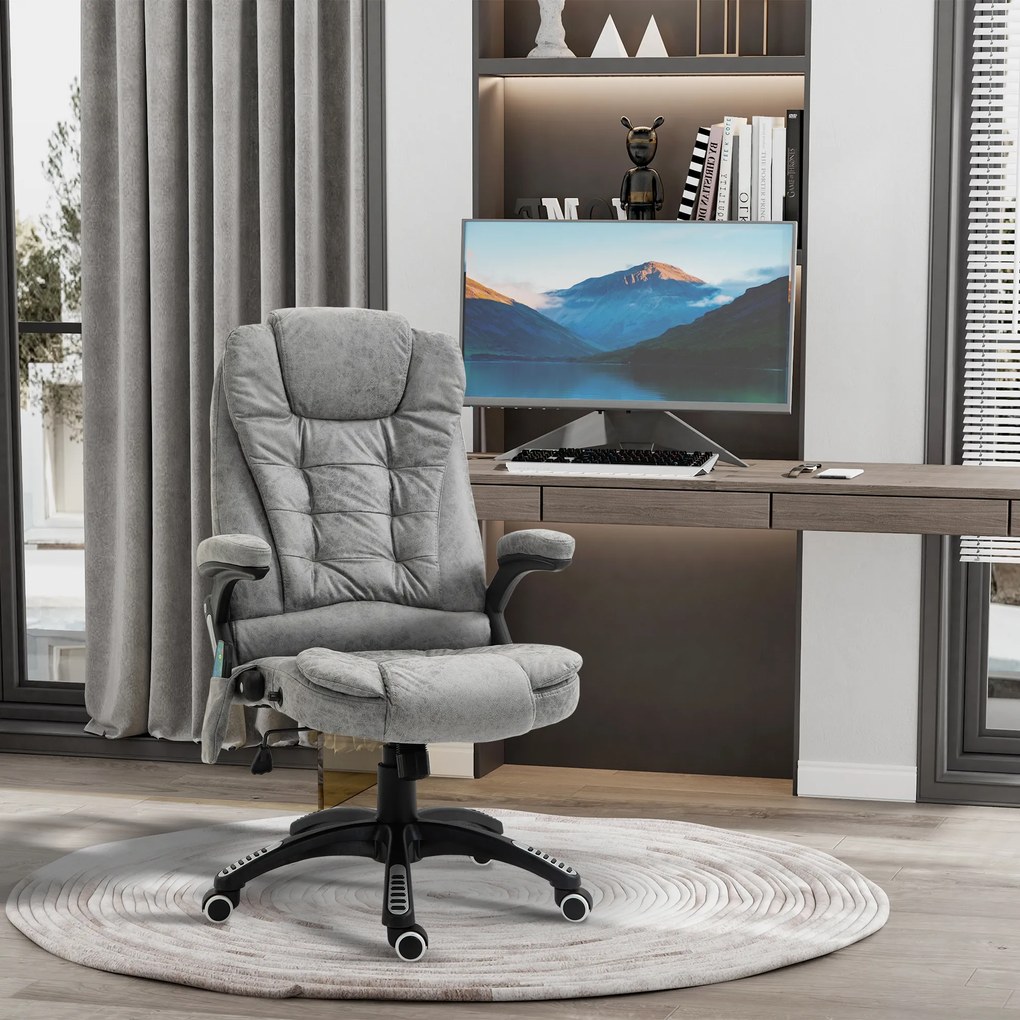 Kancelářská židle Vinsetto s masážní a tepelnou funkcí, ergonomická, výškově nastavitelná, bez tření, 6 masážních bodů, 68 Š x 72 H x 110-120 V cm, š…