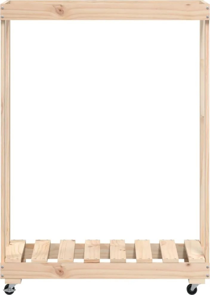 vidaXL Stojan na dřevo na kolečkách 76,5x40x108 cm masiv borovice [832325] Barva: Bílá
