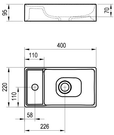 Ravak XJX01240000 - Umyvadlo na desku VEDA SLIM 40x22 cm keramika/bílá