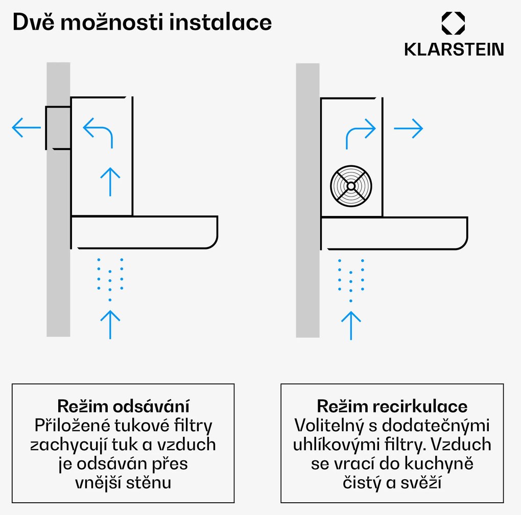Klarstein Vinea, digestoř, 60 cm, vestavná, 610 m³/h, plochá konstrukce, černá
