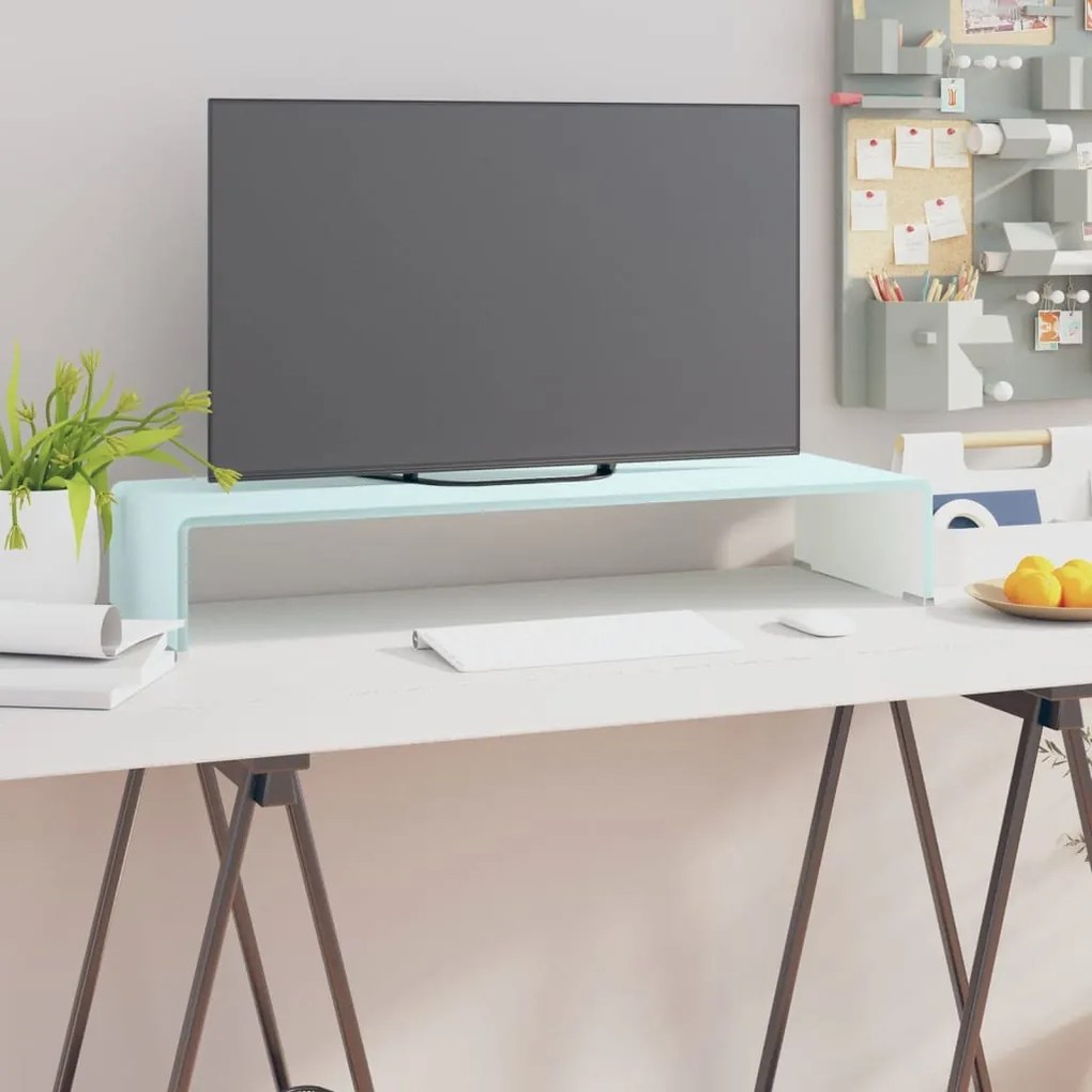 TV stolek / podstavec na monitor sklo zelený 80 x 30 x 13 cm 244145