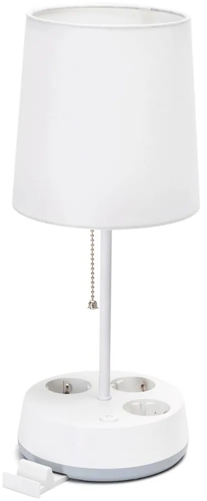 Aigostar - Stolní lampa se zásuvkami 1xE27/60W/230V bílá
