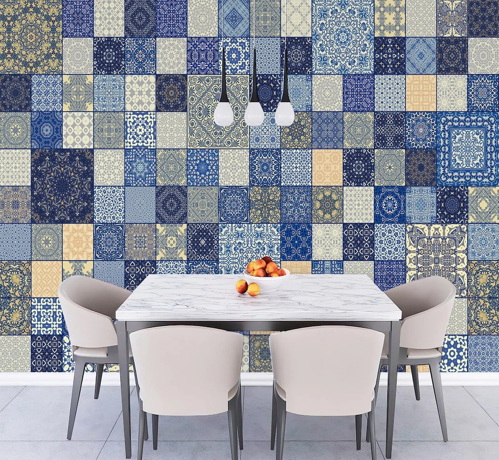 Gario Fototapeta Modrá vintage mozaika - Andrea Haase Materiál: Vliesová, Rozměry: 200 x 140 cm