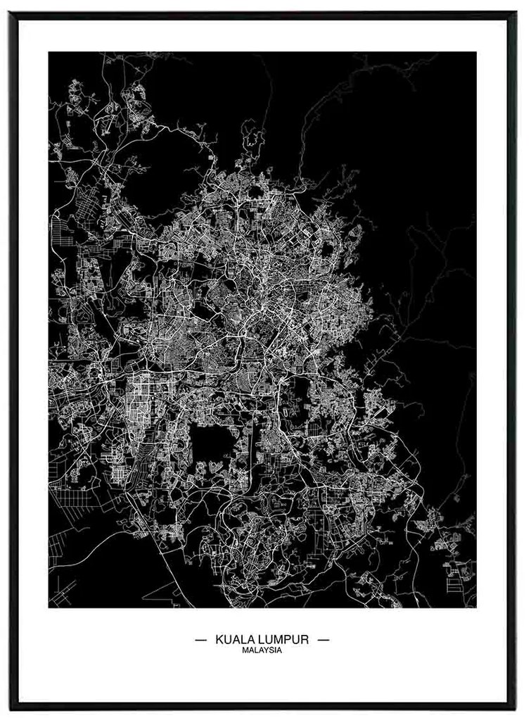 Kuala Lumpur map - 50x70 cm Obraz