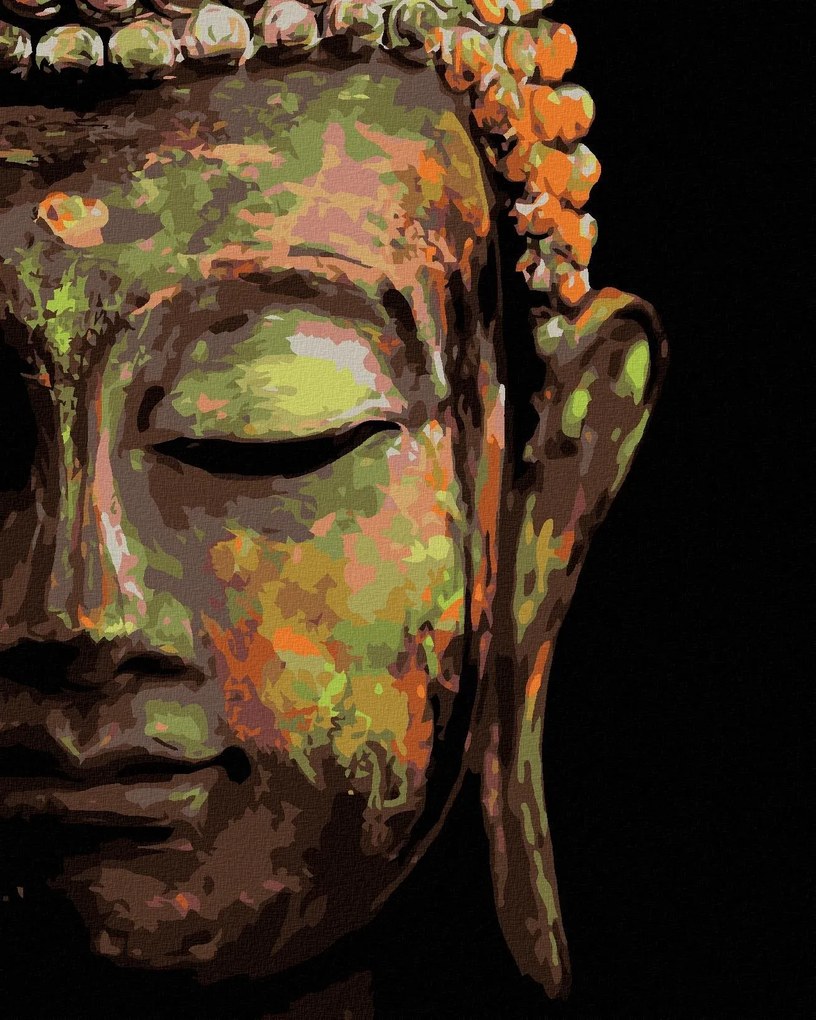 zuty zuty - malování podle čísel - buddha na černém pozadí, 40x50 cm, plátno