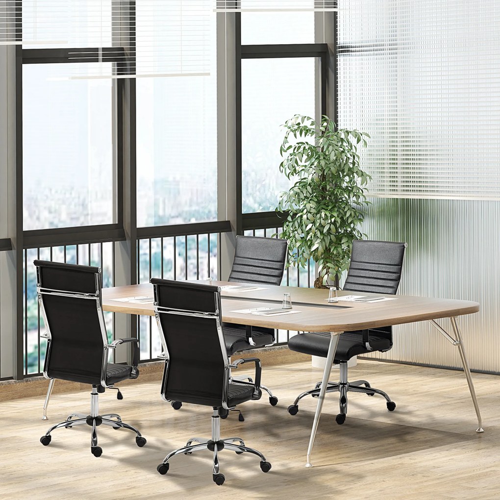 Kancelářská židle Vinsetto ergonomická manažerská židle s houpací funkcí, výškově nastavitelná, čalouněná umělou kůží a pěnou, černá | Aosom.de