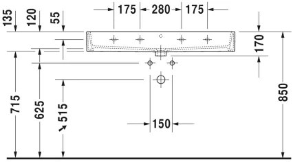 Duravit Vero Air- Umyvadlo na 1 baterii, 100x47 cm, bílá 2350100000