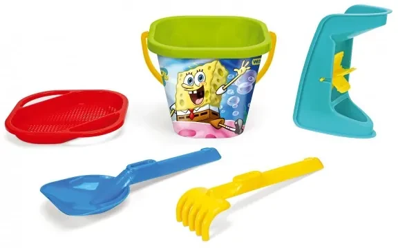 Sada na písek 5ks Sponge Bob plast 3 druhy v síťce 20x26x20cm 12m ...