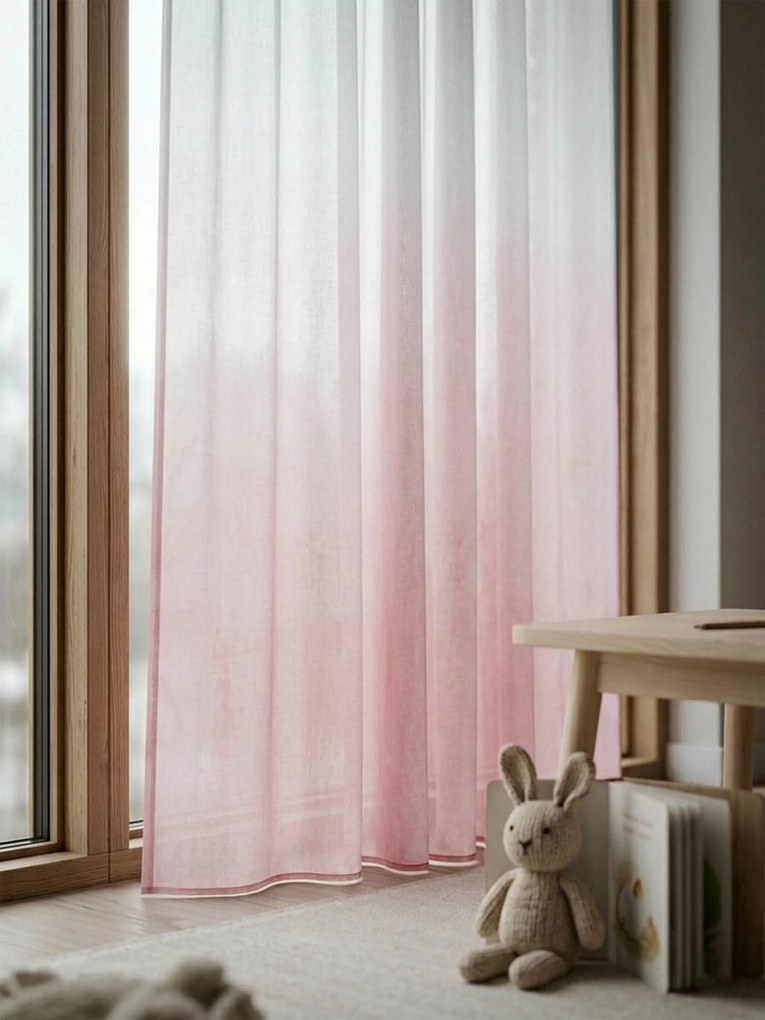 Sinsay - Poloprůhledná záclona s ombre efektem - růžová