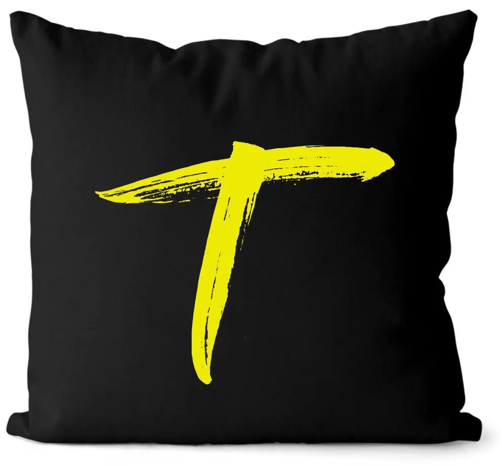 Polštář – písmeno T (Velikost: 40 x 40 cm, Barva: Žlutá)