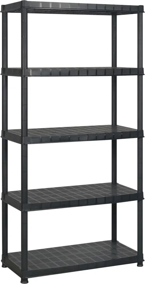 Úložný regál 5patrový černý 366 x 45,7 x 185 cm plast 3059862