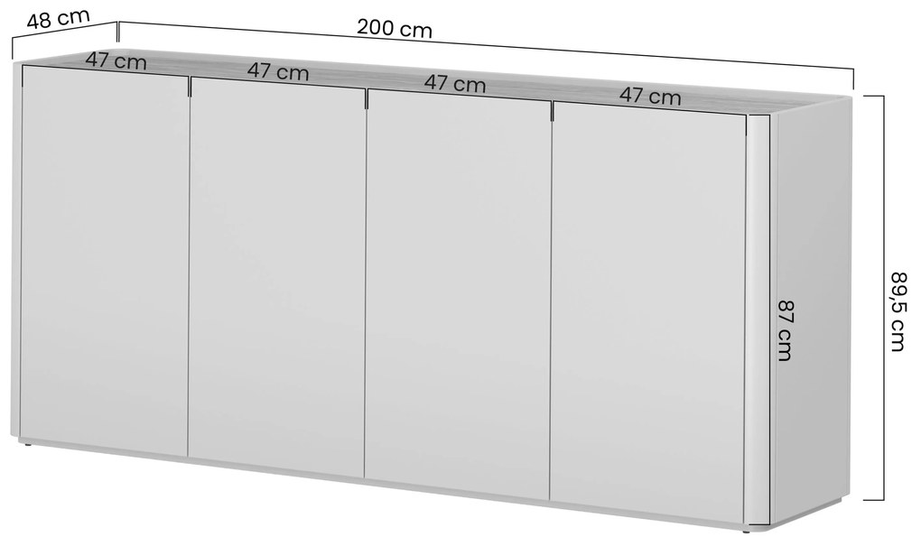 Komoda Elivo 200 cm - kašmírová / dub olejovaný
