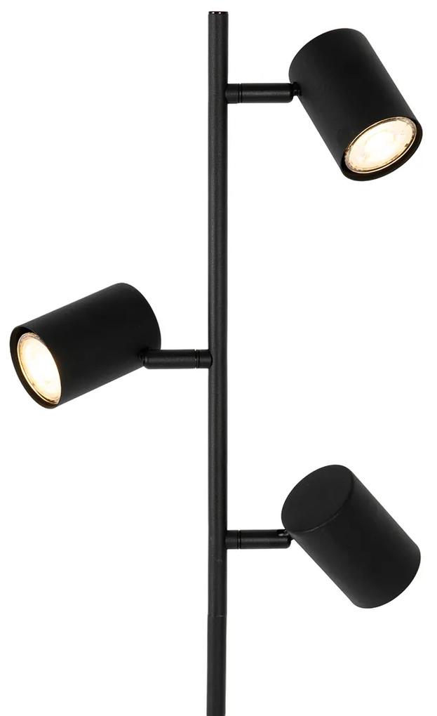 Moderní stojací lampa černá se dřevem 3-světlo - Jeana