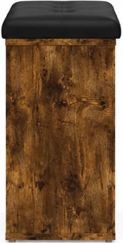 skříňka na boty, botník s polstrováním, lavice, sedací, police, dřevo/umělá kůže, 52x84x32 cm, kouřový dub/černá, Dekorino BS20260023
