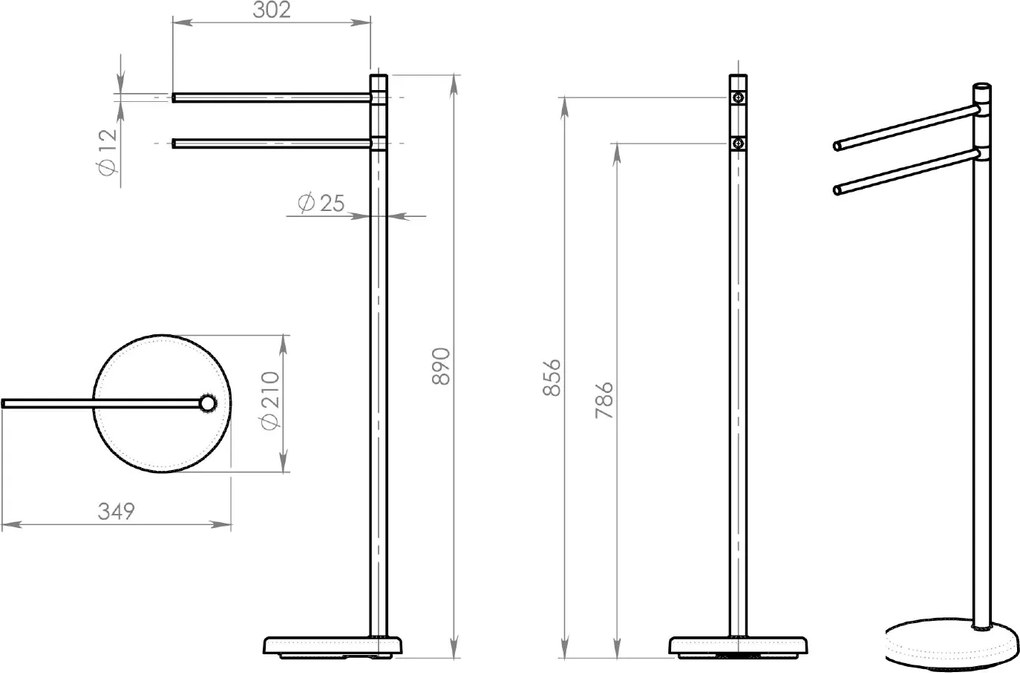 Aqualine, Stojan s držákem ručníků, bílá, MM31