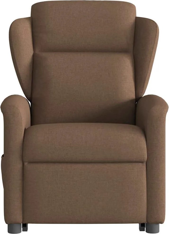 Zvedací masážní polohovací křeslo hnědé textil 3303148