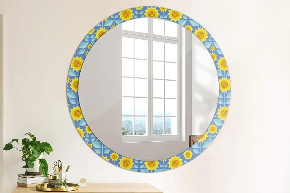 Kulaté dekorativní zrcadlo Geometrické slunečnice fi 100 cm