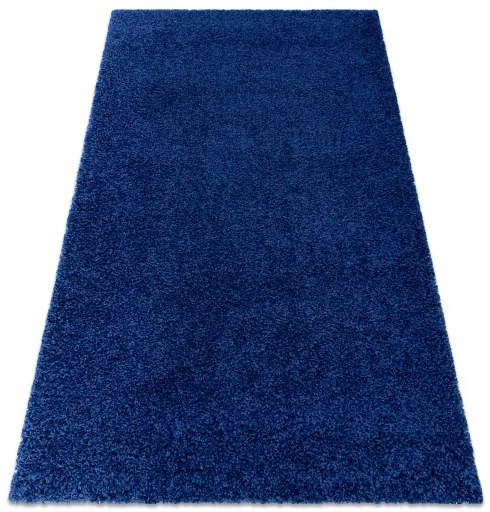 Kusový koberec jednobarevný SOFFI shaggy 5cm tmavě modrý Rozměr: 80x250 cm