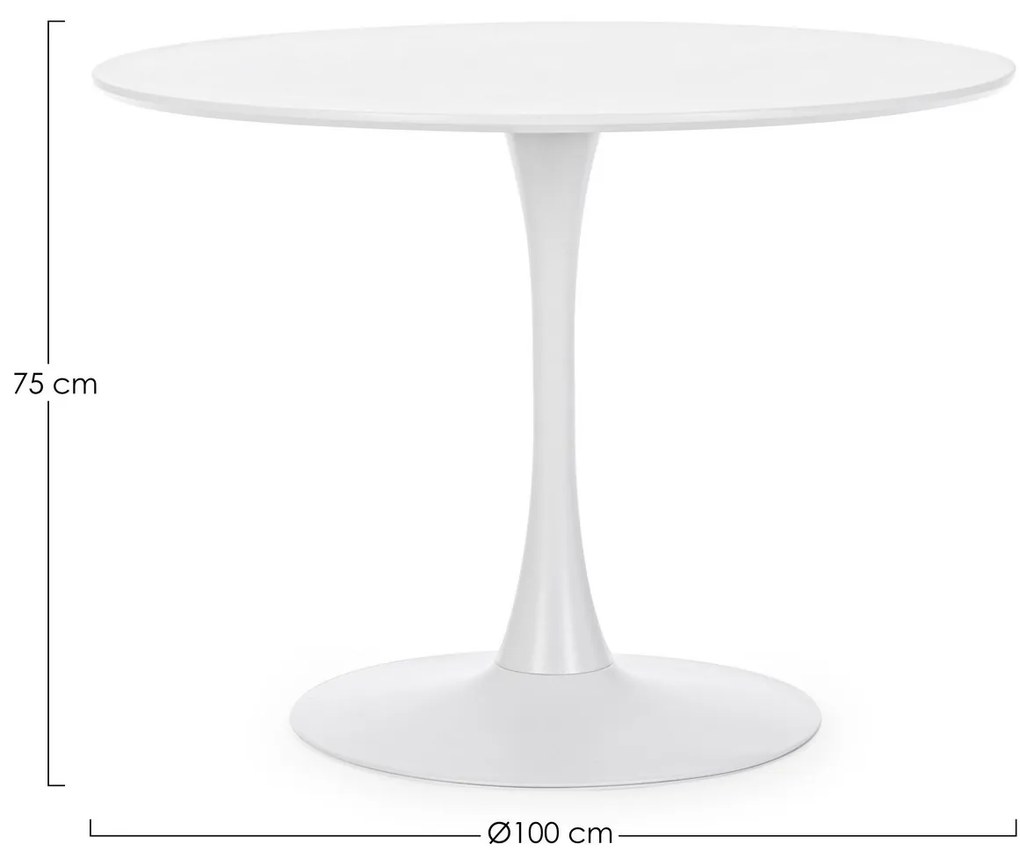 BIZZOTTO bílý kulatý stůl 100 cm 0732977