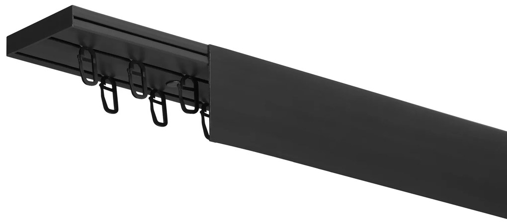 Dekodum Stropní kolejnice z PVC dvouřadá černé s krytem Délka: 190 cm, Typ přichycení: háčky