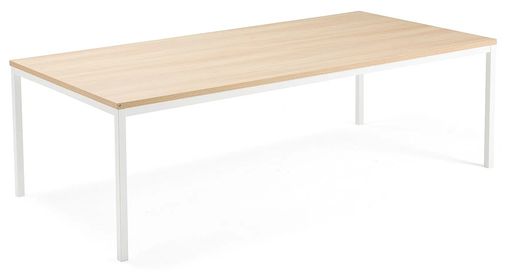 AJ Produkty Jednací stůl MODULUS, 2400x1200 mm, pevná výška, bílý rám, dub