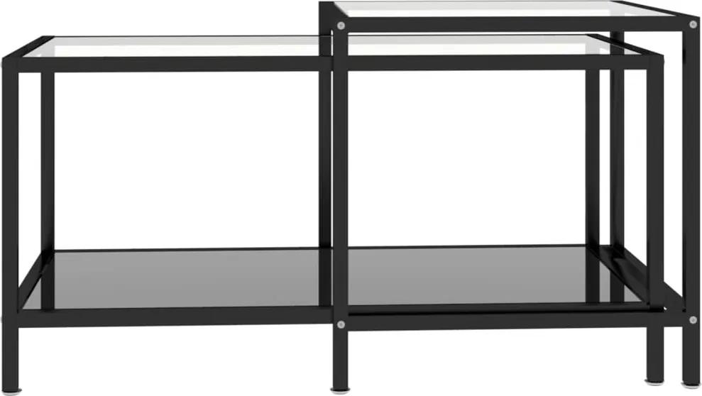 vidaXL Čajové stolky 2 ks tvrzené sklo černé [331614] Barva: transparentní a bílá