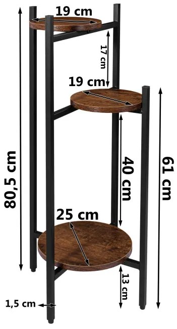 Stojan na květiny TRETORRI RUSTIC černý
