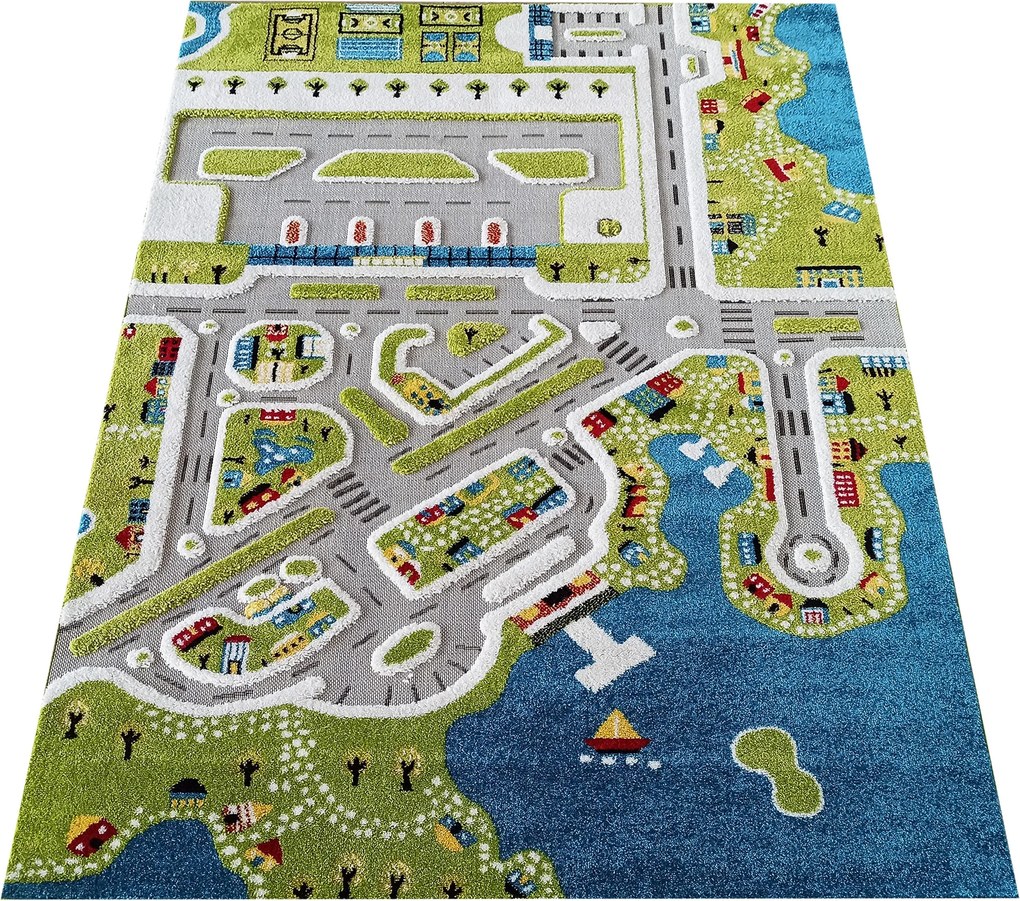 DY Dětský barevný koberec s motivem města Color Kids 01 Rozměr: 100x150 cm