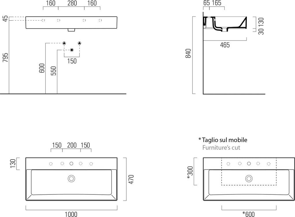 GSI Sapho, KUBE X keramické umyvadlo 100x47 cm, bílá ExtraGlaze