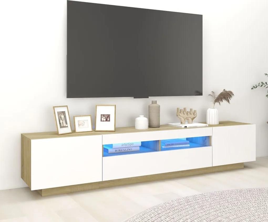 vidaXL TV skříňka s LED osvětlením 200x35x40 cm [3120171] Barva: Bílá