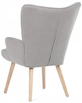 Křeslo ušák šedé bouclé nohy masiv AK-309 GREY2