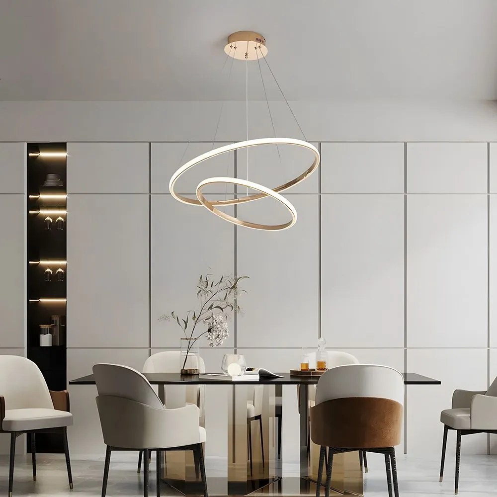 Toolight Toolight, LED závěsné osvětlení 40/60cm, 61W, 3000K, LHJ007-CP2, zlatá, OSW-60004