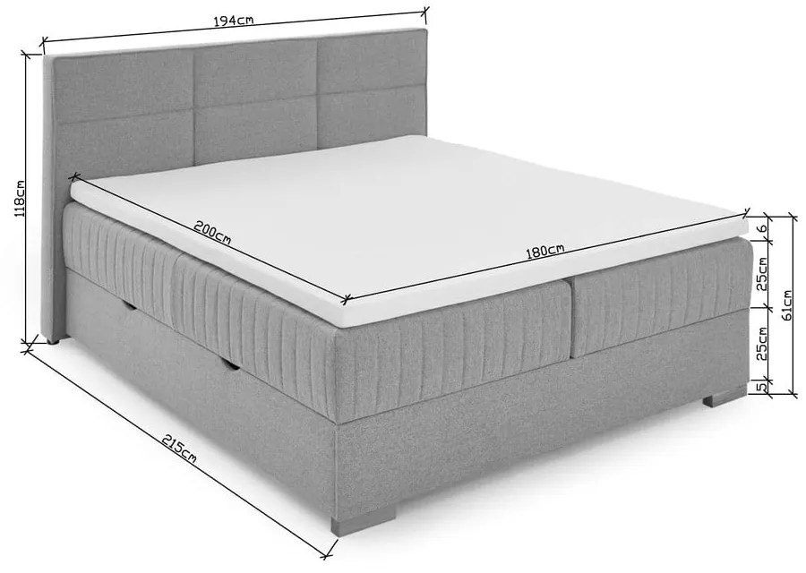 Béžová boxspring postel s úložným prostorem 180x200 cm Tambo – Meise Möbel