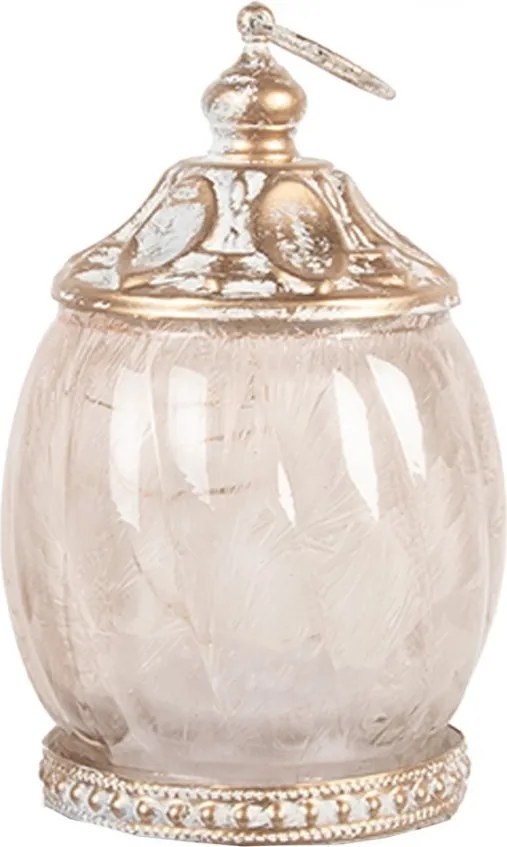 Béžová skleněná svítící LED lucerna Balli - Ø 7*11 cm