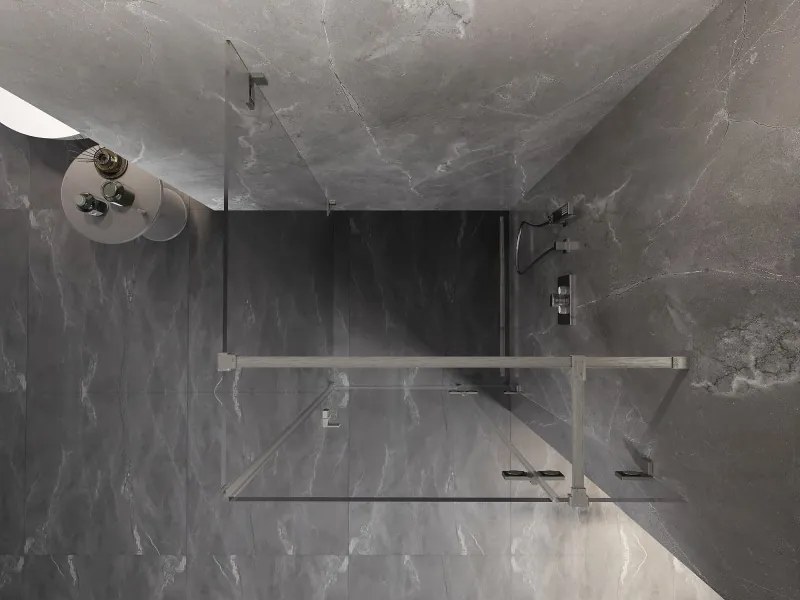 Mexen Lunar T, sklopný sprchový kout pravý 110 x 110 cm, 8mm čiré sklo, ocelový profil, 834T-110-110-97-00-P