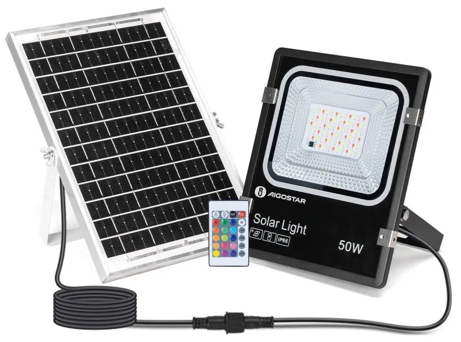 Aigostar - LED RGB Stmívatelný solární reflektor LED/50W/3,2V IP66 + DO