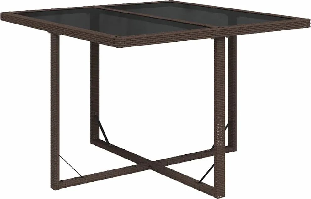 Zahradní stůl hnědý 109 x 107 x 74 cm polyratan a sklo 316788