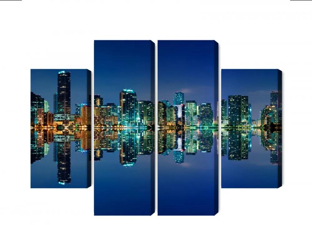 Vícedílný obraz Panorama Miami V Noci Nedostatek Nedostatek Plátno Canvas 120x90