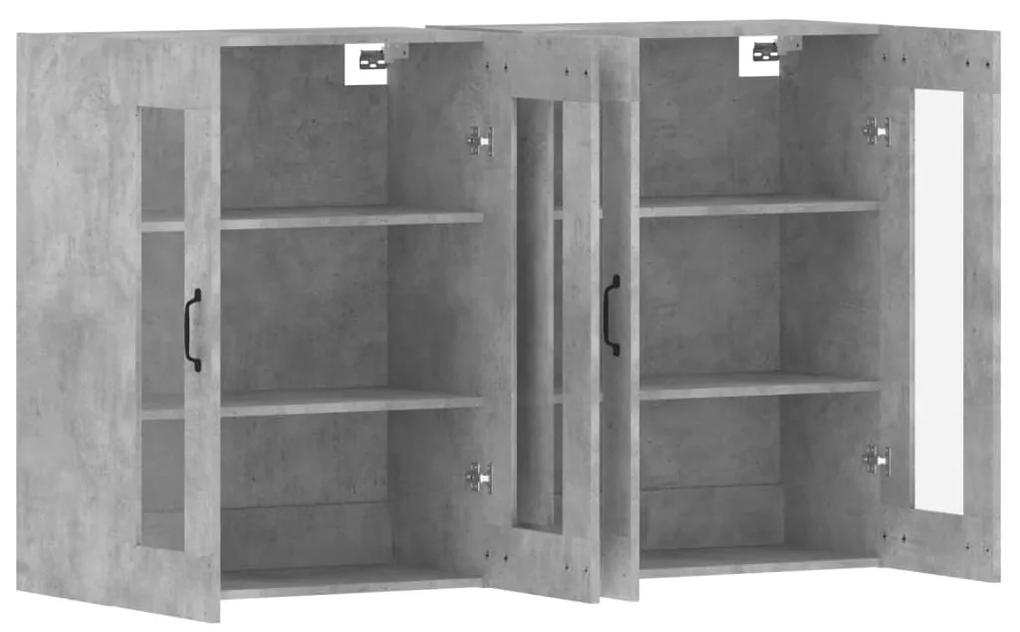 Nástěnné skříňky 2 ks betonově šedé kompozitní dřevo,  3197908