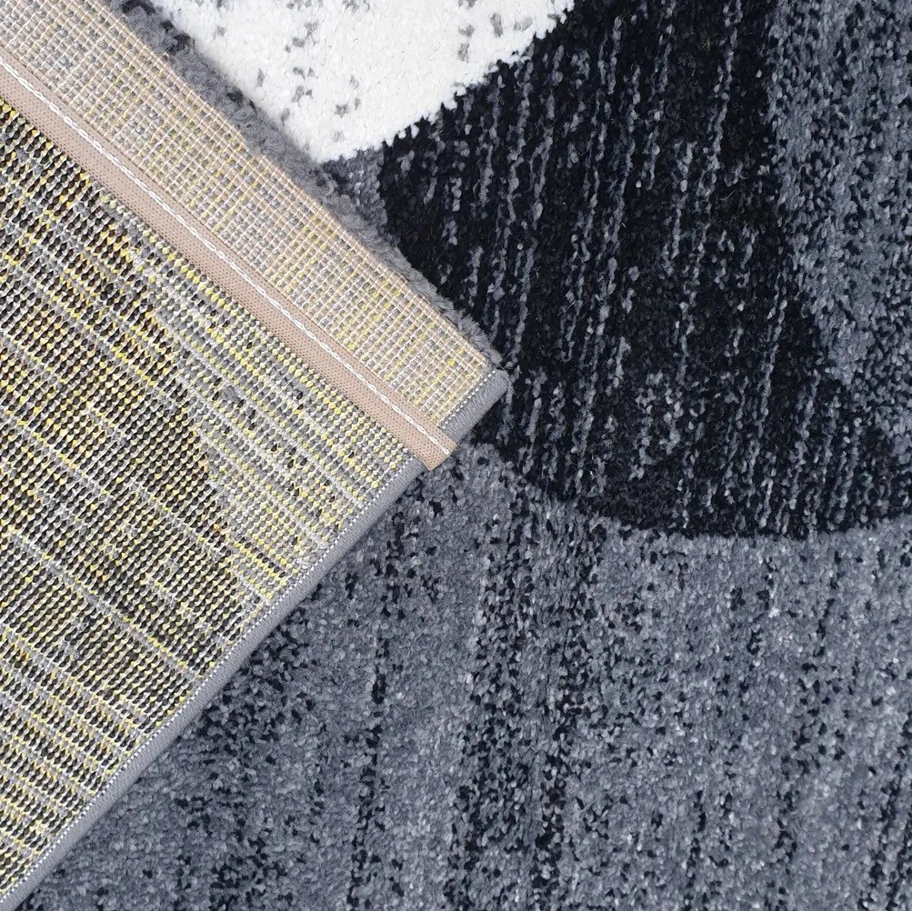 Spoltex, Kusový koberec Florida New 308-72 grey/black, 80x150, šedá, chodba / předsíň