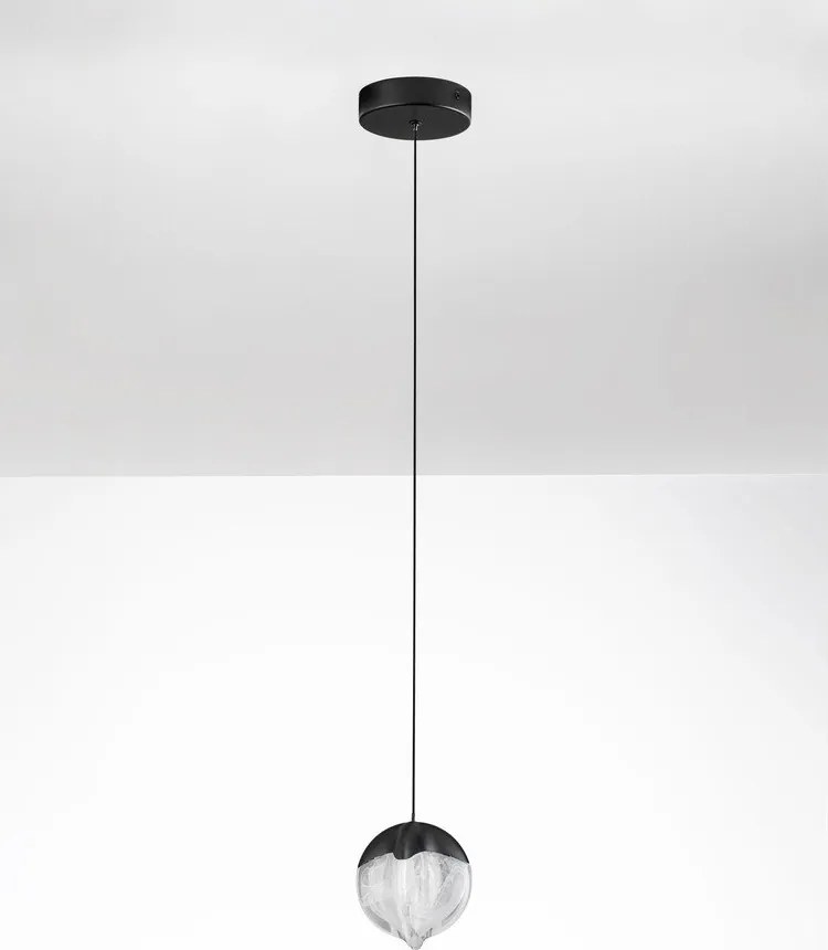 Matně černé hliníkové LED stmívatelné závěsné svítidlo se skleněným stínidlem ø 12 cm Alicia – Nova Luce