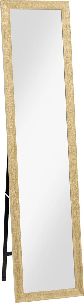 HOMCOM Obdélníkové Zrcadlo na Stěnu nebo Stůl s Dřevěným Rámem do Obývacího Pokoje a Ložnice 37 x 157 cm Přírodní Dřevo