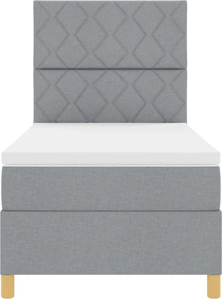 Postel s boxspringem s čelo Světle šedá 90 x 200 cm textil 3339665
