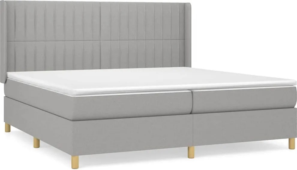 Box spring postel s matrací světle šedá 200 x 200 cm textil 3132177