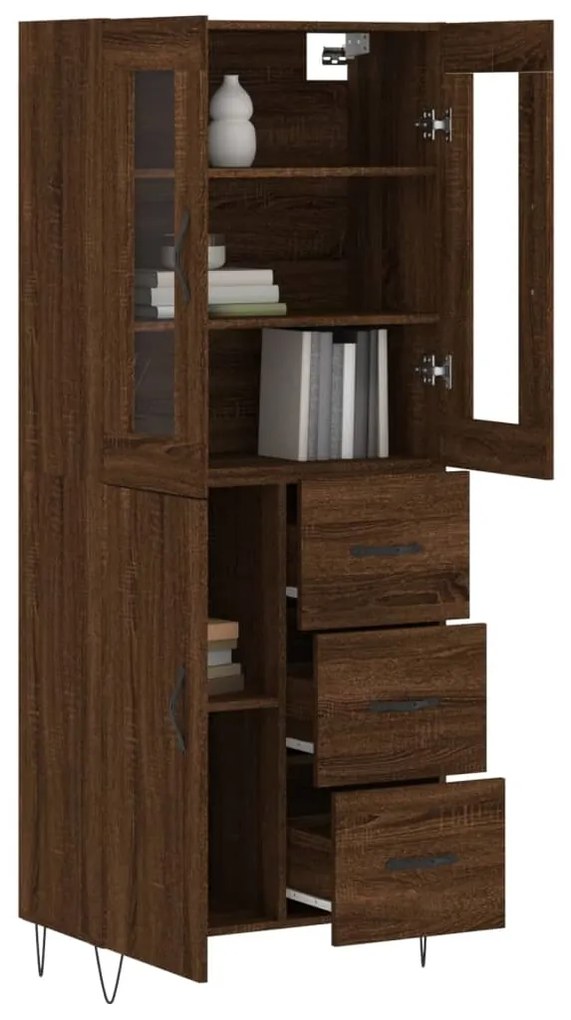 Skříň highboard hnědý dub 69,5 x 34 x 180 cm kompozitní dřevo - Default Title