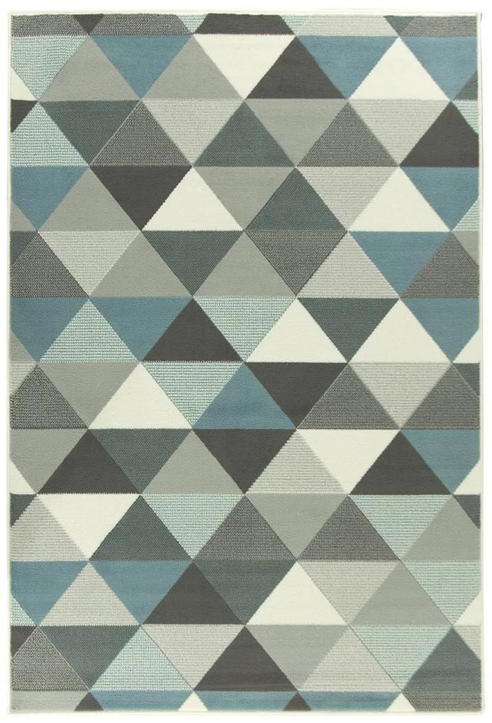 Kusový koberec LUNA 503430/95832 trojúhelníky modrý Rozměr: 200x290 cm