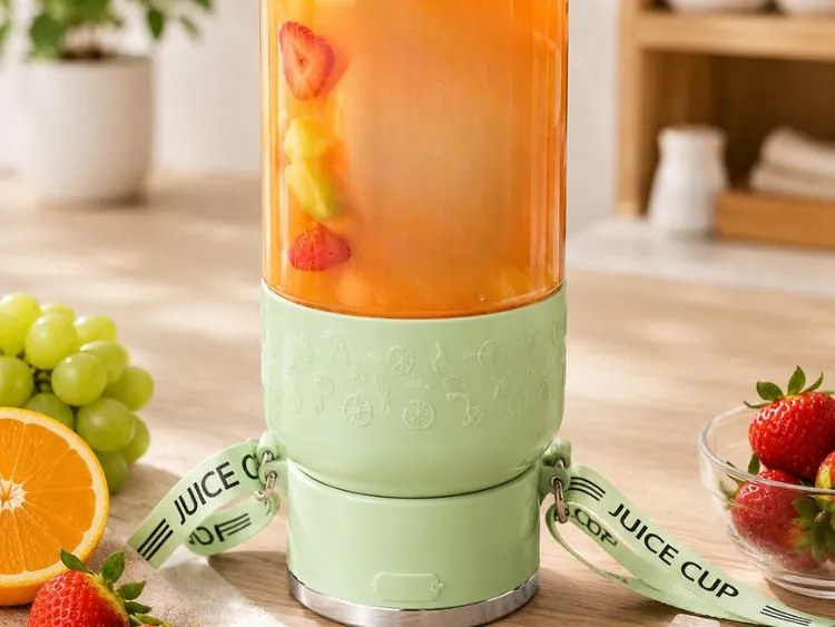 Verk Group Láhev s mixérem usb 1200 ml, hrnek na smoothie, šejker se slámkou a páskem