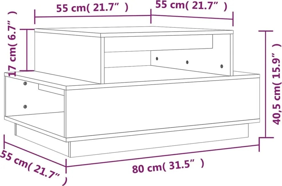 vidaXL Konferenční stolek 80x55x40,5 cm masivní borové dřevo [814516] Barva: Černá